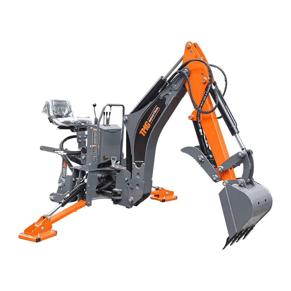 TMG 9 FT 3-Point Swing Backhoe Attachment, 15" Bucket with Hydraulic ...