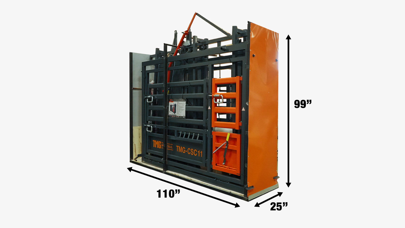 TMG Industrial 10’ Squeeze Cattle Work Chute 4500-lb Weight Scale, Sid