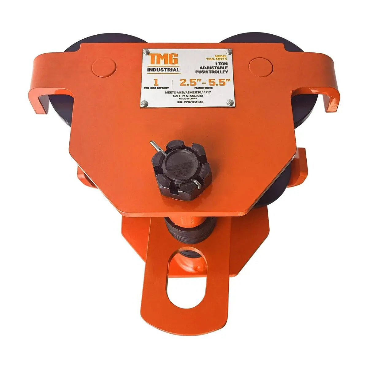 1 Ton Adjustable Push Trolley, Fits 2-1/2" to 5-1/2" Width I-Beam,