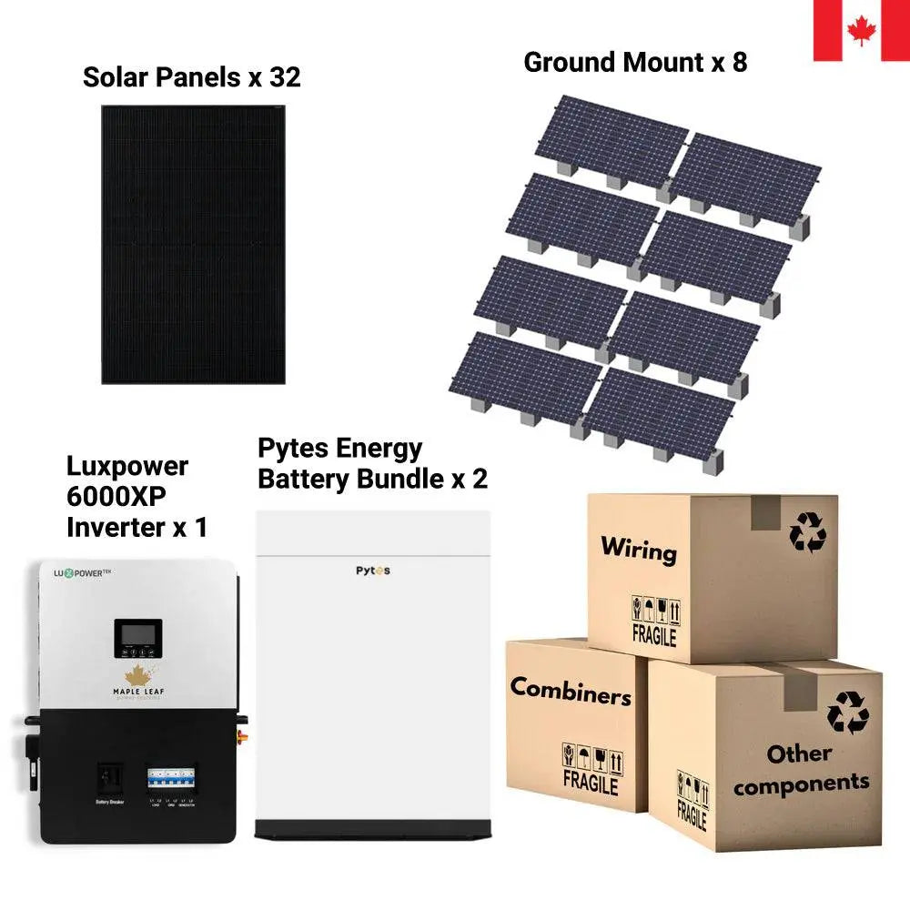 12800w Ground Mount, Pytes Battery 48 V/400A Off-Grid Solar Kit,
