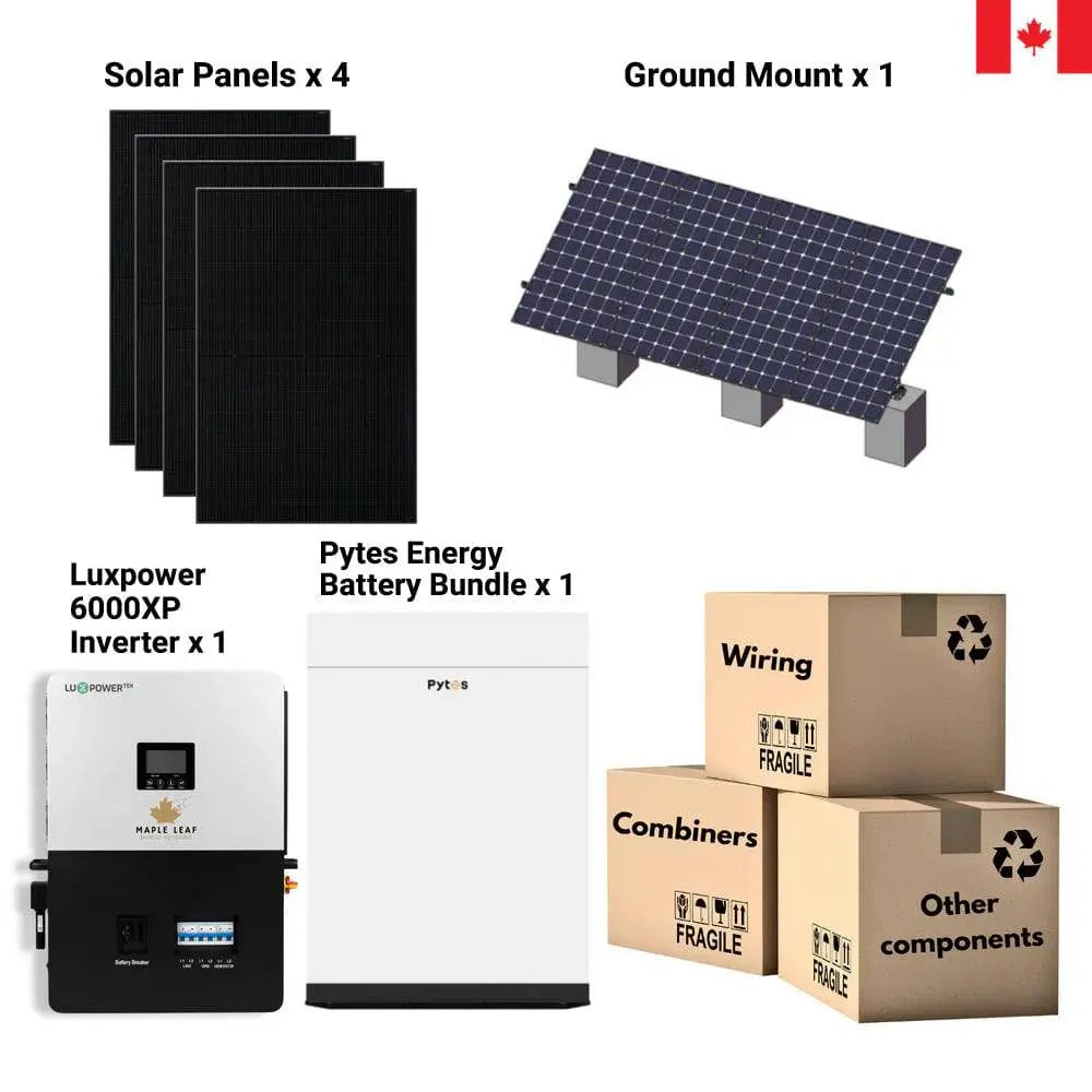 1600w Ground Mount, Pytes Battery 48 V/200 A Off-Grid Solar Kit,