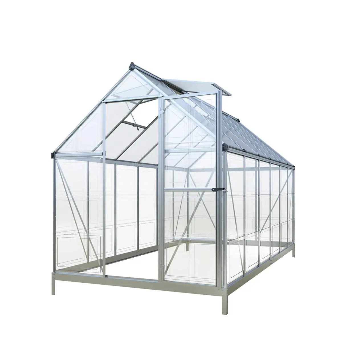 6’ x 12’ Crystal Clear Greenhouse, Aluminum Frame, Integrated Gutter