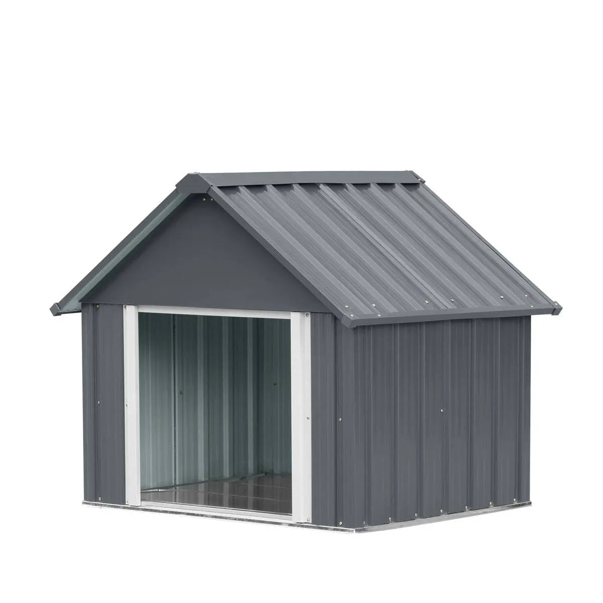 Outdoor Metal Dog House, Detachable Metal Floor, Apex Roof Design,