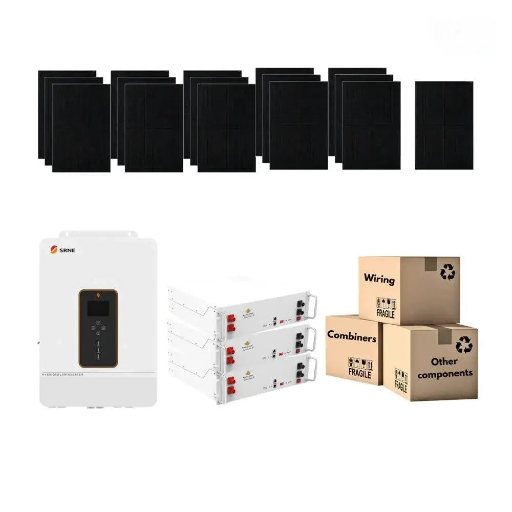 Solar Cloudy Weather Kit 10kw SRNE Inverter & 15 kw Battery, Server