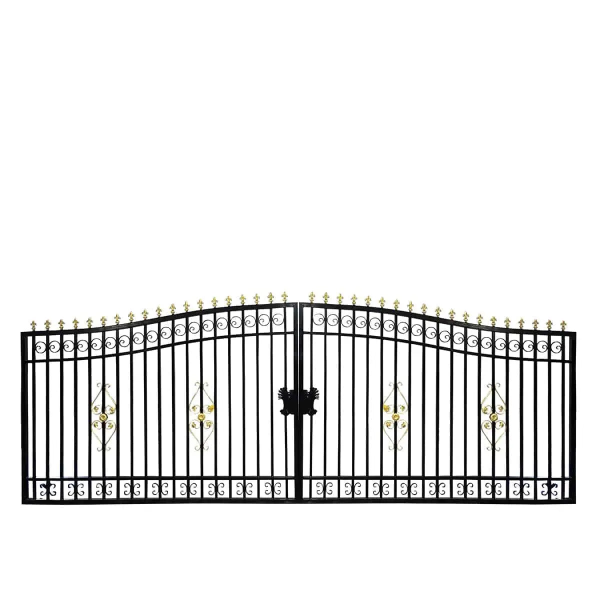 TMG Industrial 110-ft Bi-Parting Ornamental Wrought Iron Gate & Fence ...